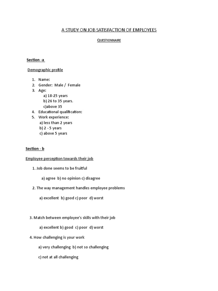 Questionnaire-WPS Office-1 | PDF | Job Satisfaction | Employment