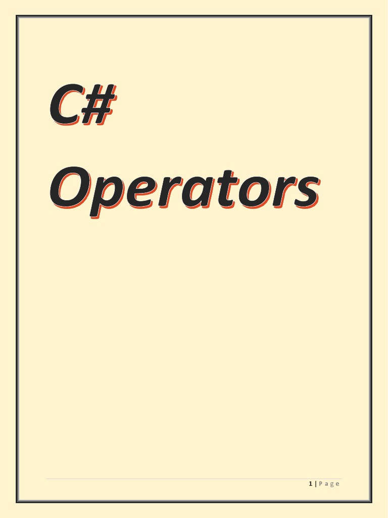 C# Operators | PDF | Data Type | Boolean Data Type C# Operators | PDF | Data Type | Boolean Data Type