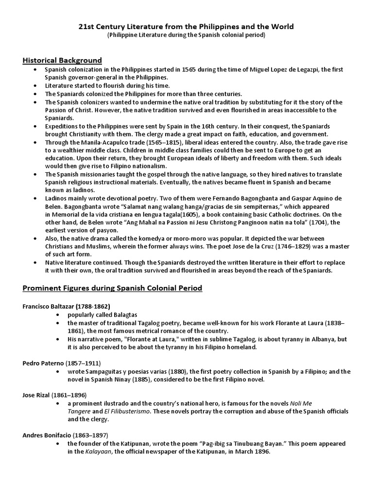 Spanish Colonial Period | PDF | Tagalog Language | Philippines