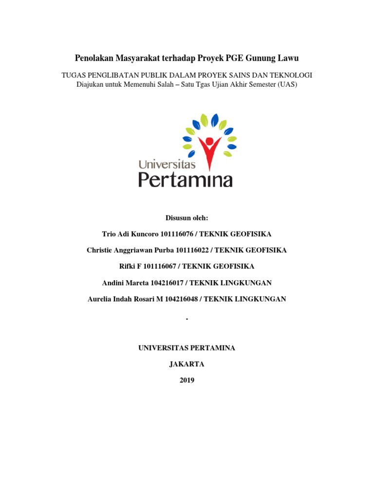 Penolakan Masyarakat Terhadap Proyek PGE Gunung Lawu-UAS | PDF