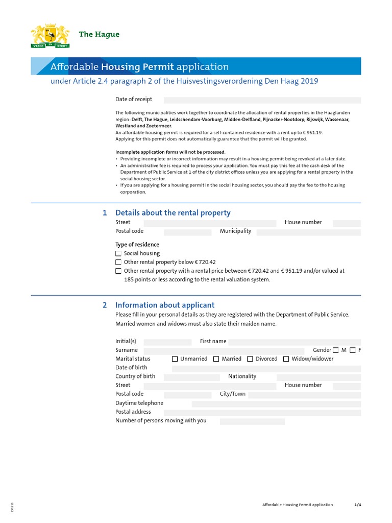 Application Affordable Housing Permit - v2t | PDF | Affordable Housing ...