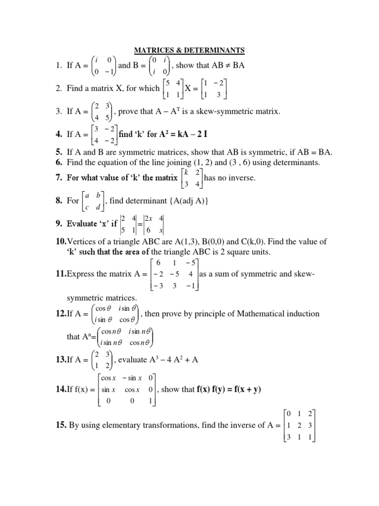 Matrices Determinants | PDF | Matrix (Mathematics) | Determinant