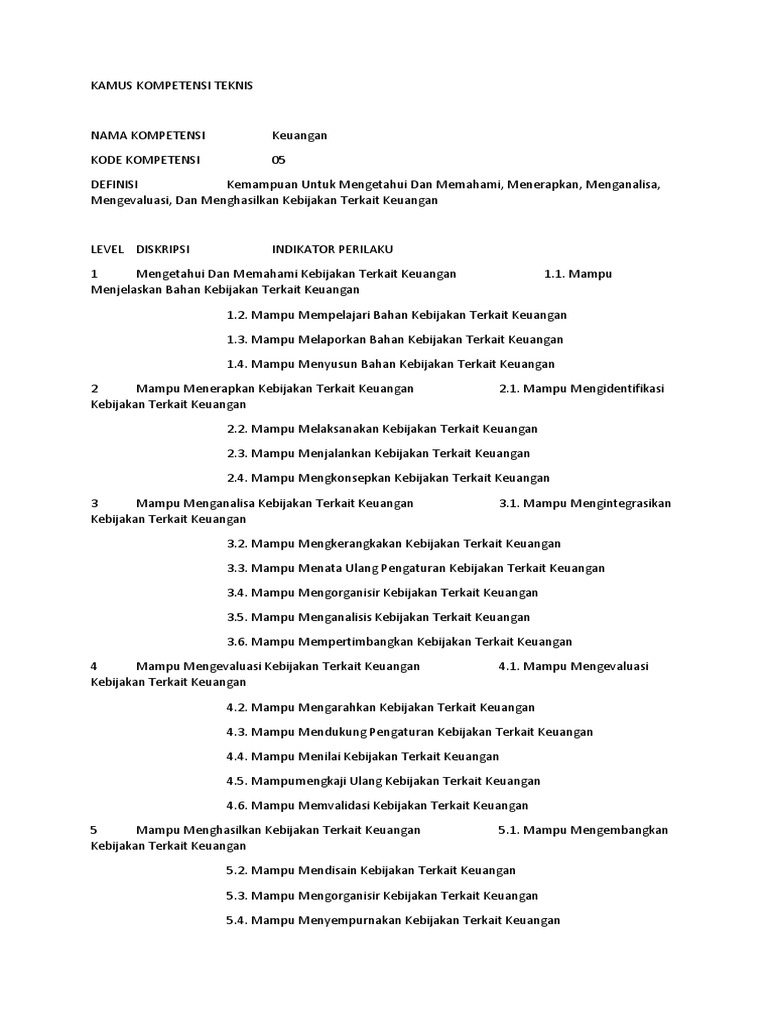 Kamus Kompetensi Teknis | PDF
