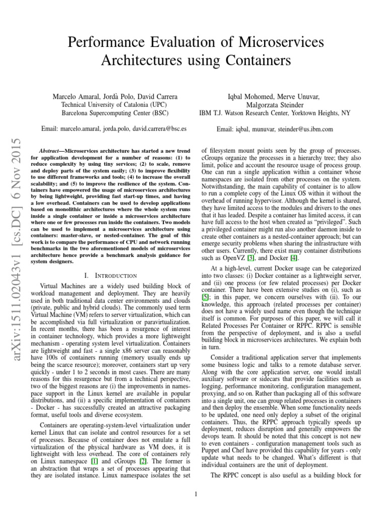 Performance Evaluation of Microservices | PDF | Virtual Machine | Virtualization