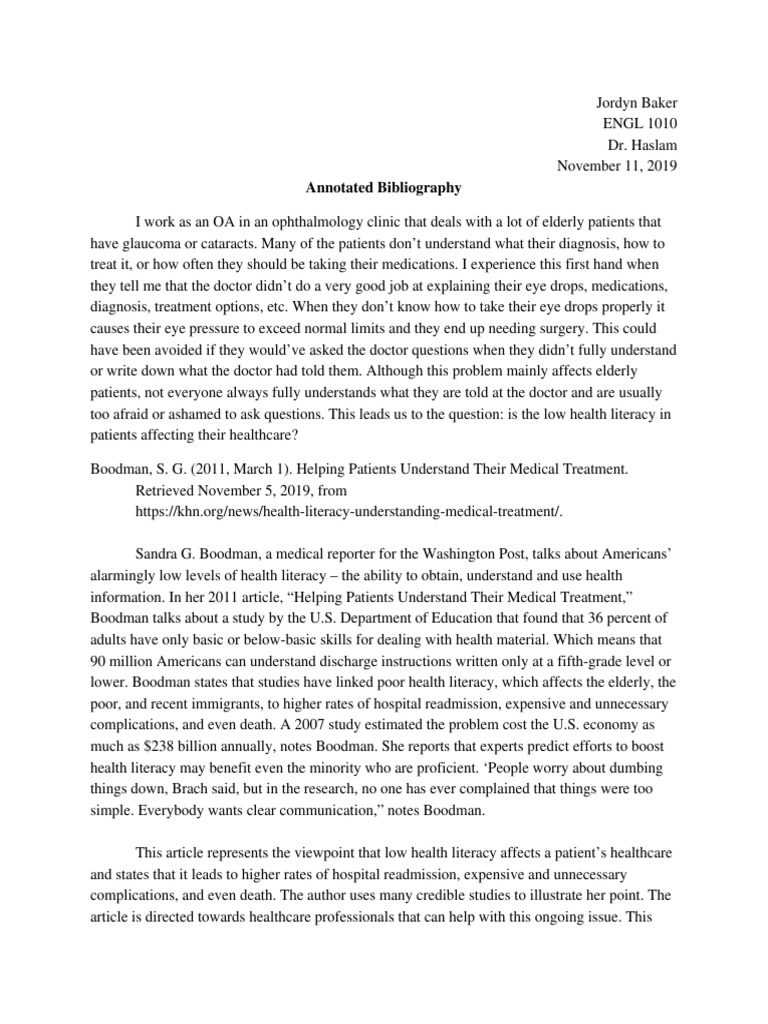 Annotated Bibliography | PDF | Patient | Health Care