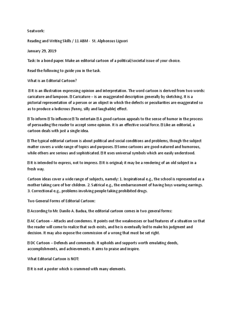 Guidelines for Creating an Effective Editorial Cartoon on a Political ...