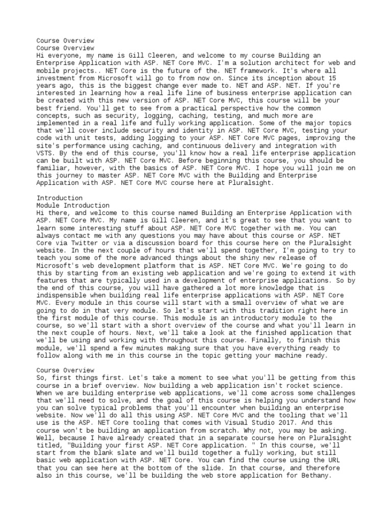 Building An Enterprise Application With ASP Dot NET Core MVC | PDF | Microsoft Visual Studio ...