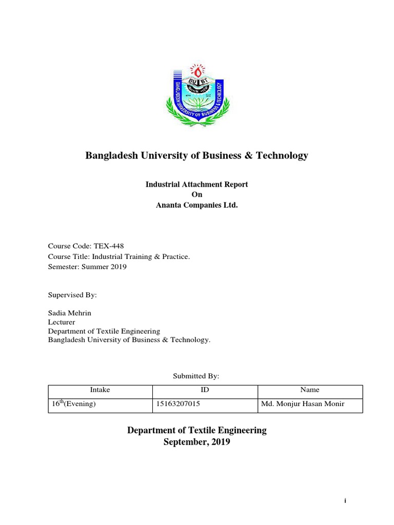 Industrial Report BUBT | PDF | Textiles | Clothing
