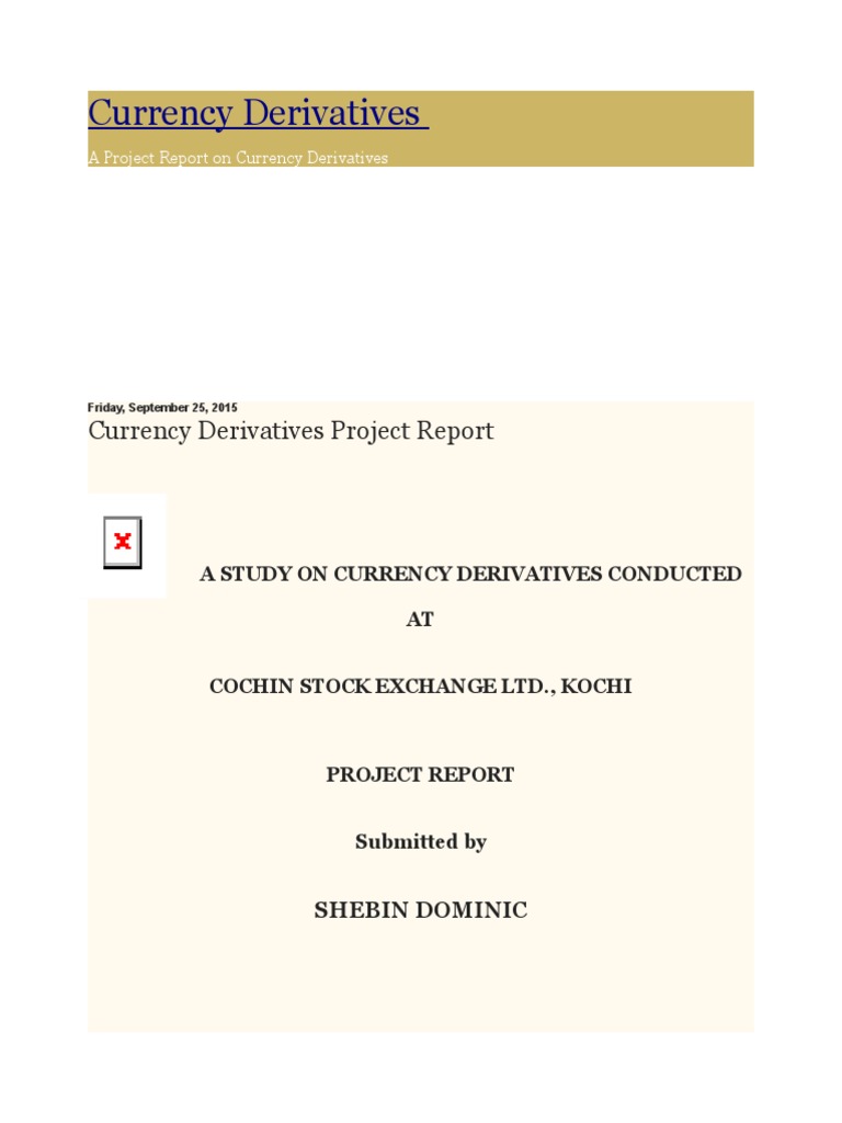 Currency Derivatives - Currency Derivatives Project Report | PDF ...
