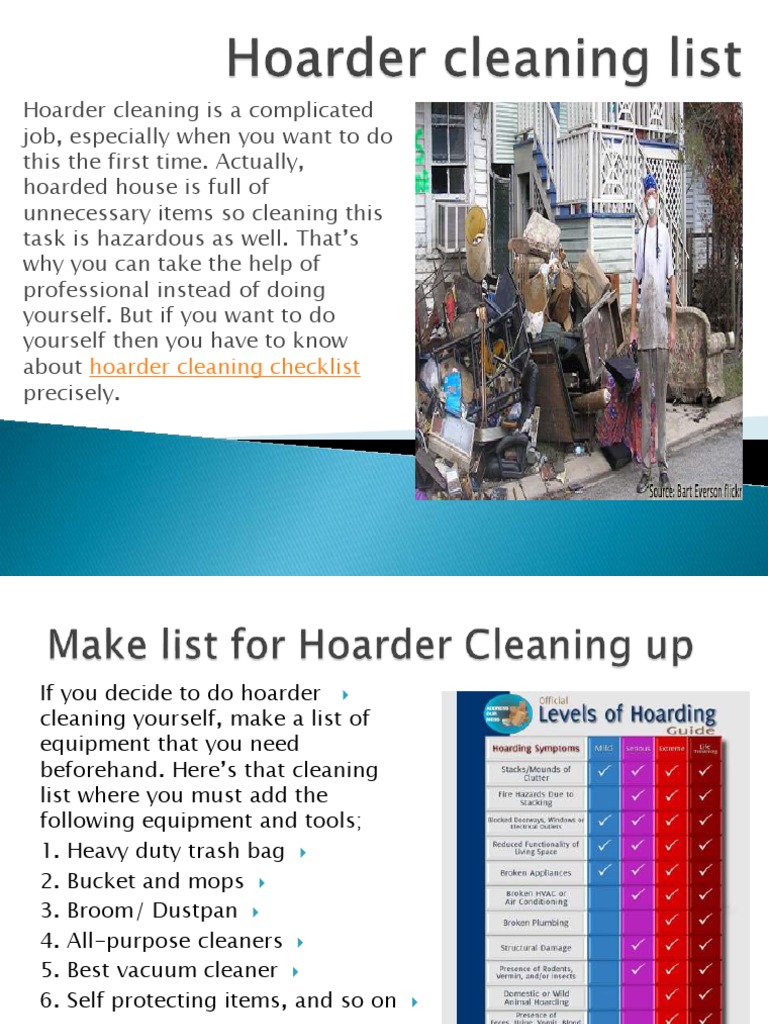 Hoarder Cleaning List | Download Free PDF | Compulsive Hoarding | Business