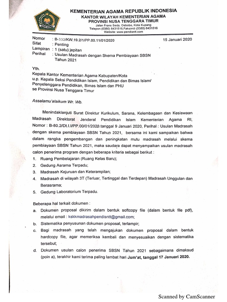 Surat Usulan SBSN 2021 | PDF