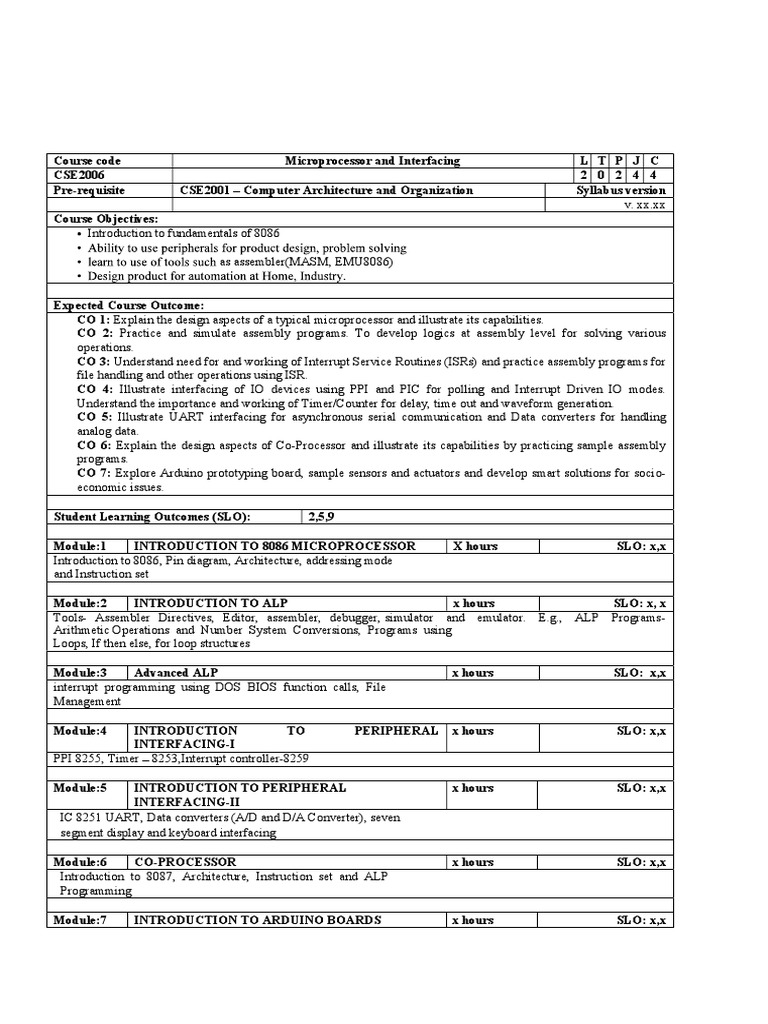 CSE2006 Syllabus PDF | PDF | Input/Output | Central Processing Unit