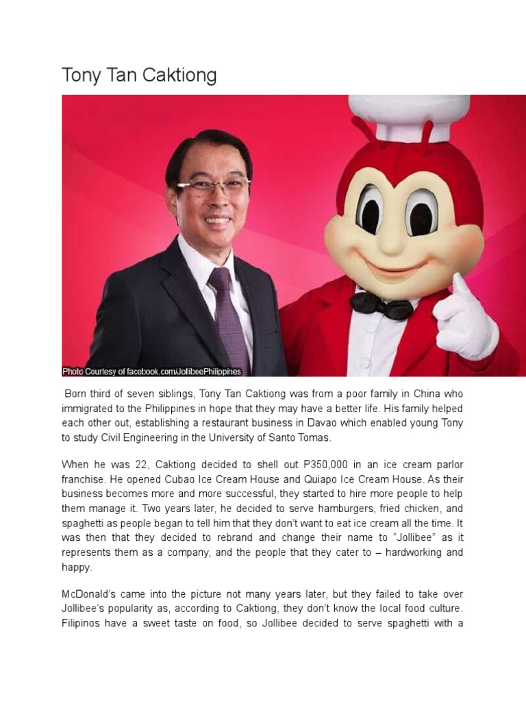 Tony Tan Caktiong | PDF | Food And Drink | Cuisine