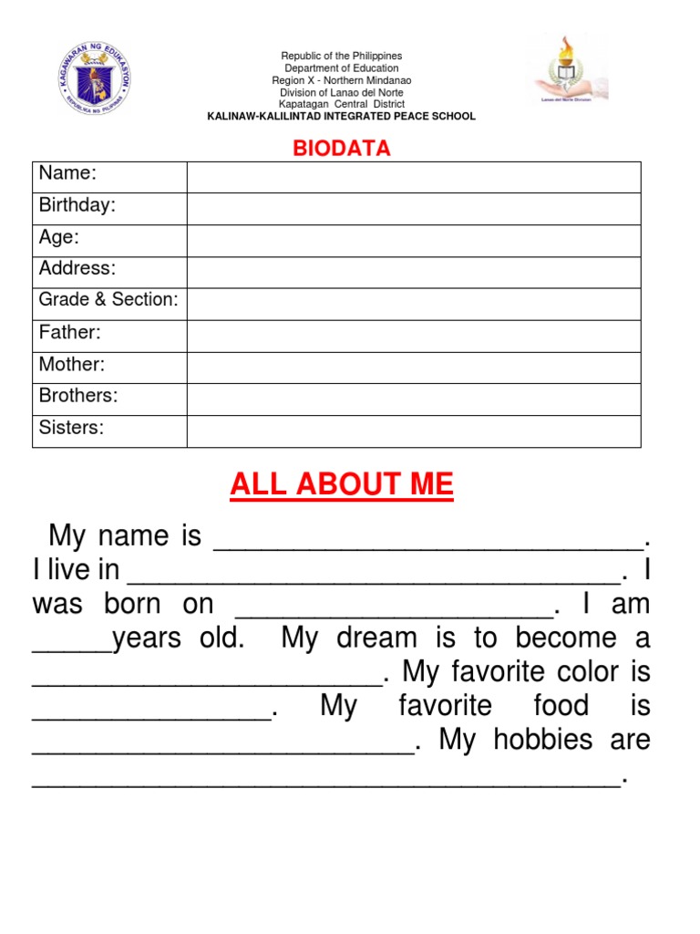 Biodata Pupils | PDF