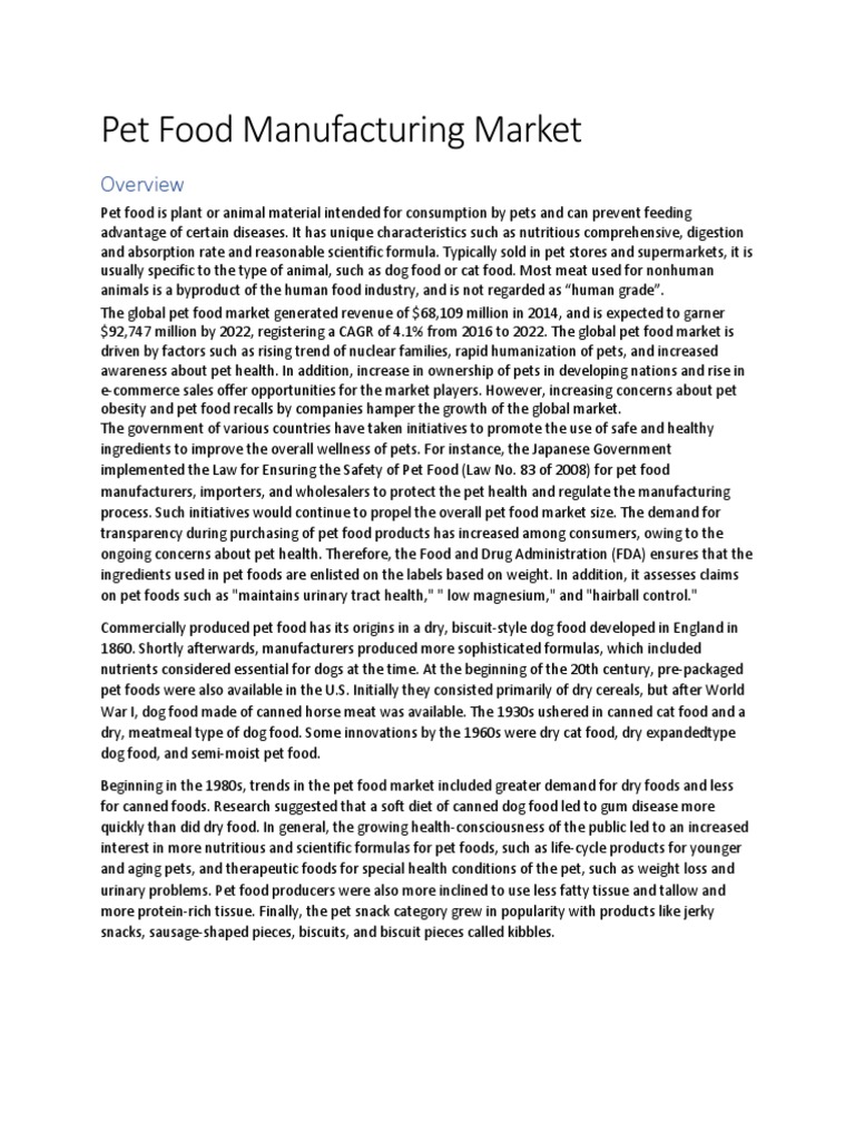 Pet Food Manufacturing Overview | PDF | Dog Food | Foods