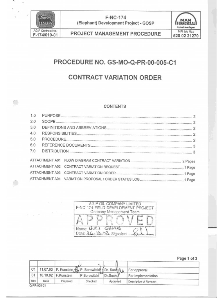 Procedure - Contract Variation Order | PDF
