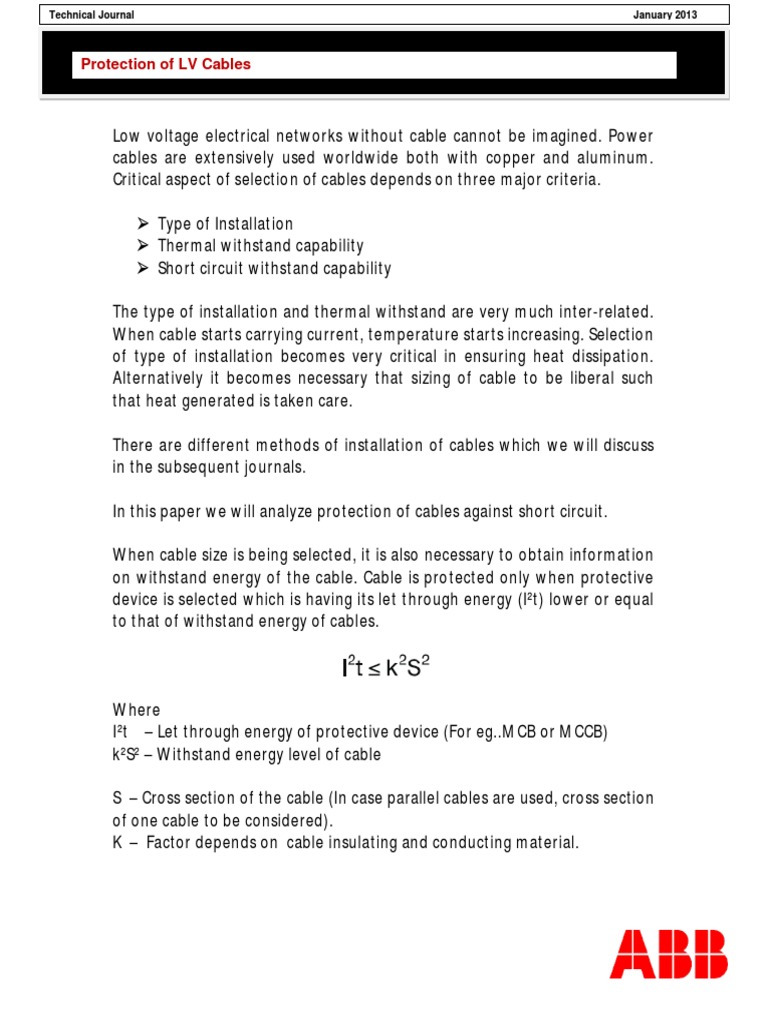 Protection of LV Cables PDF | PDF | Insulator (Electricity ...