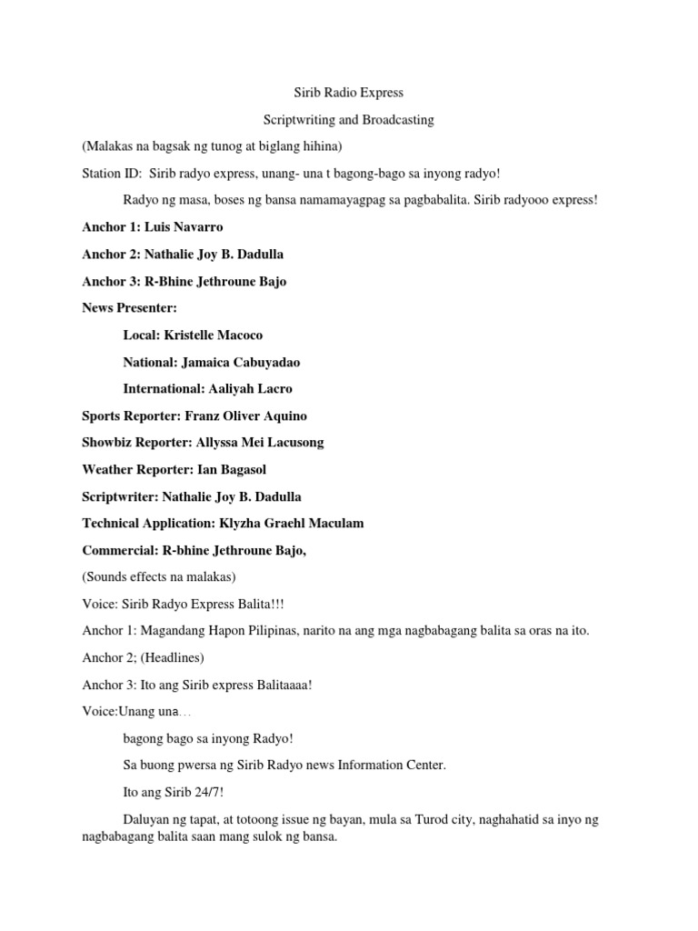 BROADCASTING Script | PDF