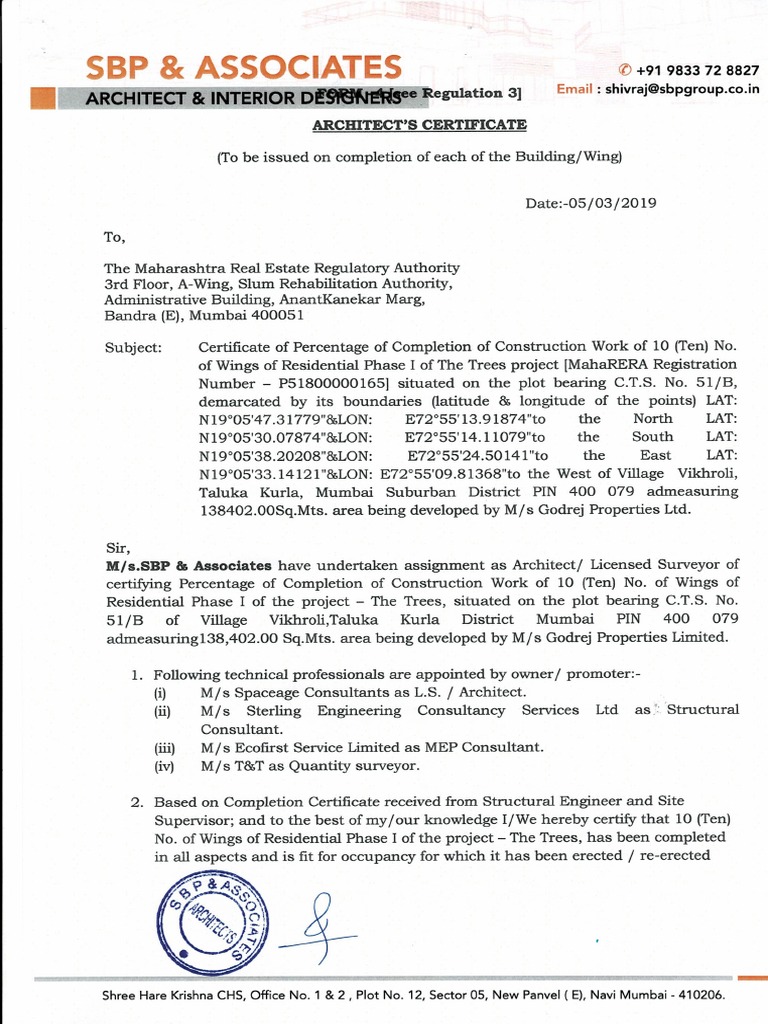 Architect Certificate, Phase 1 (Form 4) | PDF