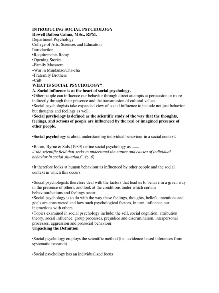 Introduction to Social Psychology | PDF | Social Psychology | Social ...