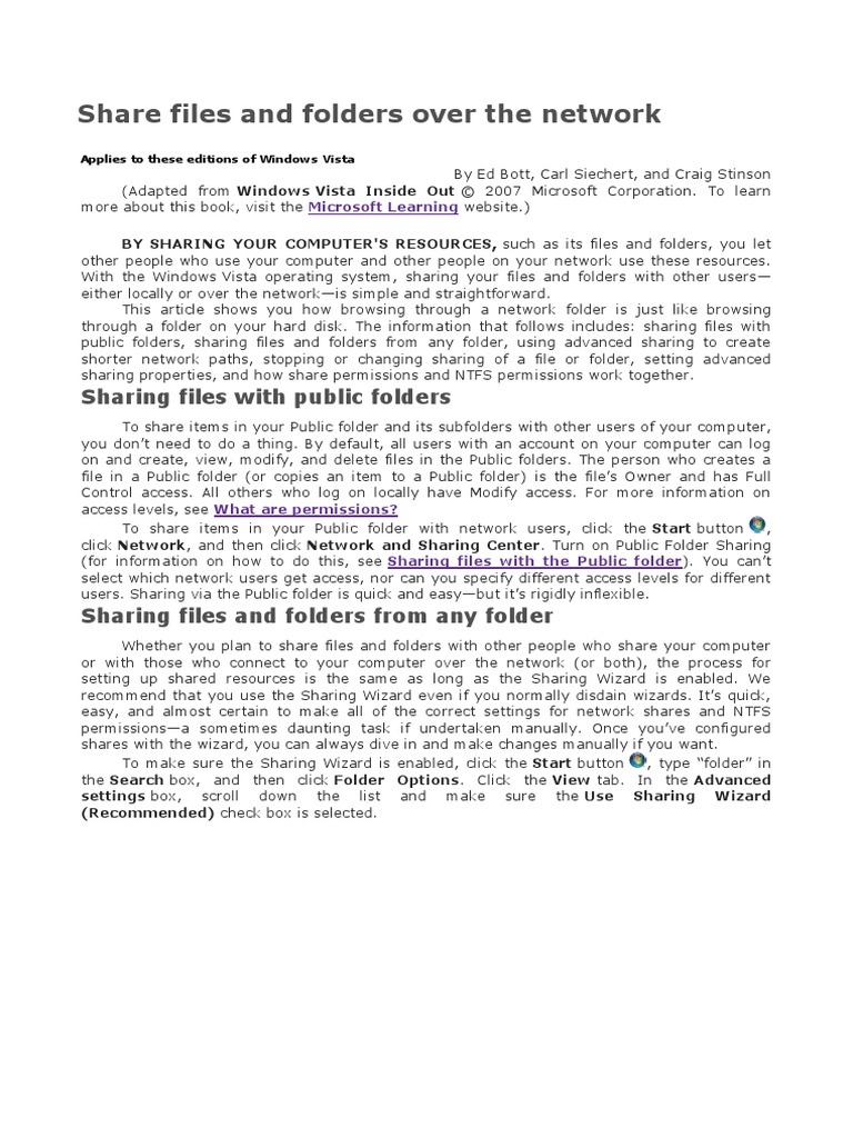 Share Files and Folders Over The Network | PDF | Computer File ...