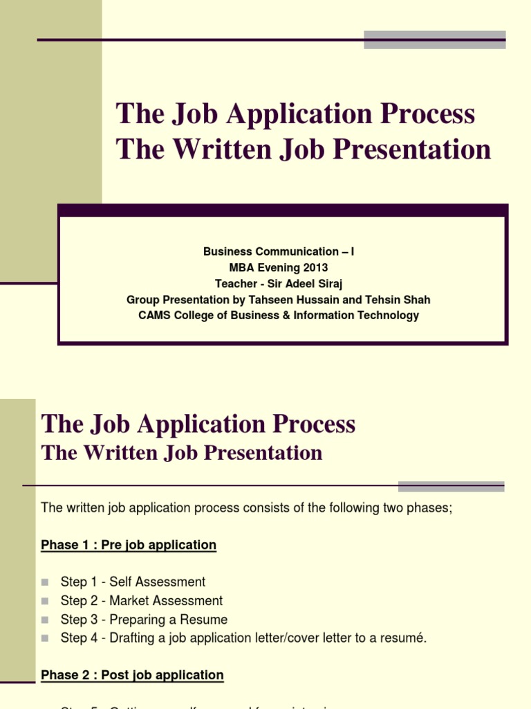 Presentation - The Job Application Process | PDF | Résumé | Recruitment