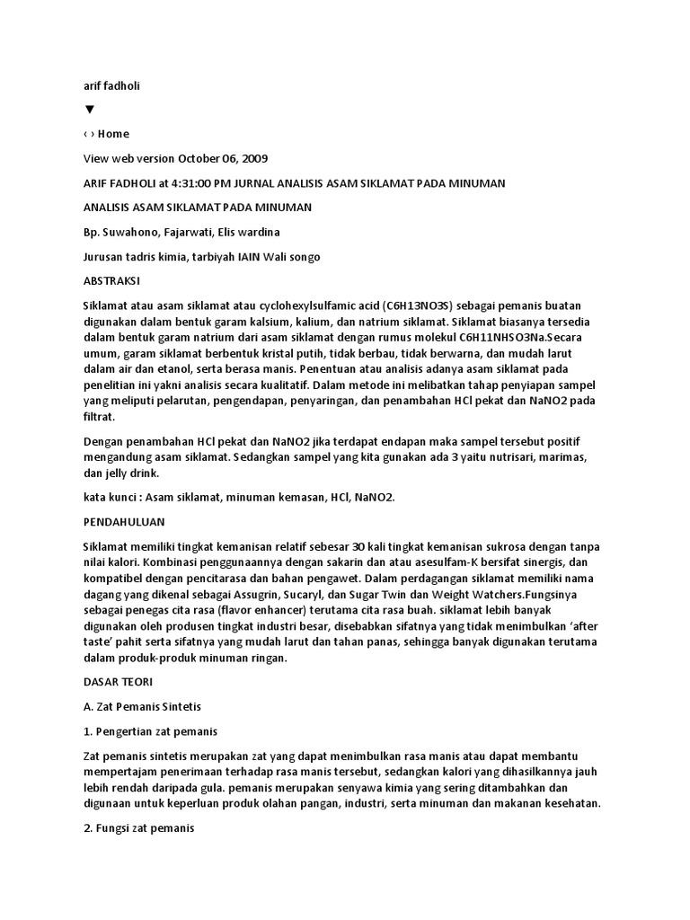 Analisis Siklamat | PDF