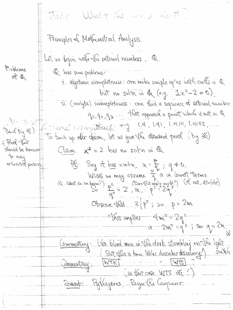 Math 131 Principles of Mathematical Analysis Notes PDF | PDF