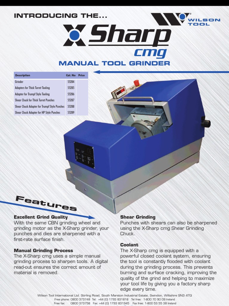 Wilson Tool X-Sharp CMG | PDF | Grinding (Abrasive Cutting) | Equipment