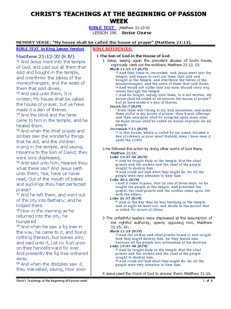 16 - 196S Christ's Teachings at The Beginning of Passion Week PDF | PDF ...