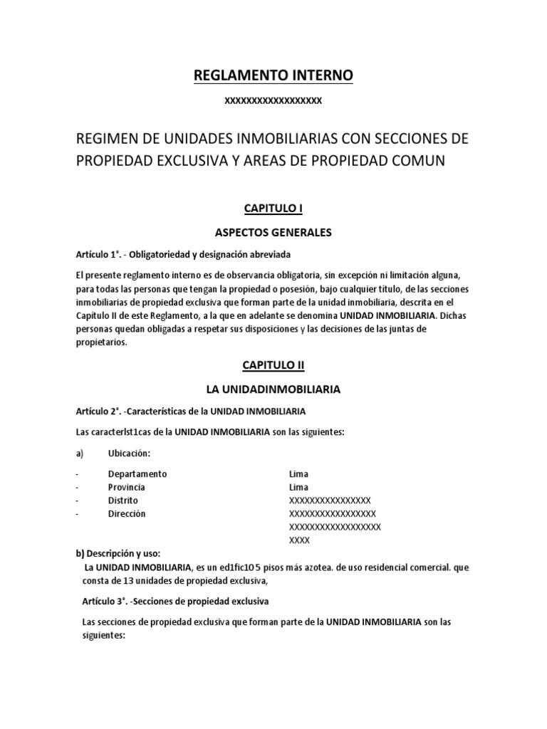 REGLAMENTO INTERNO EDIFICIO | Propiedad | Regulación