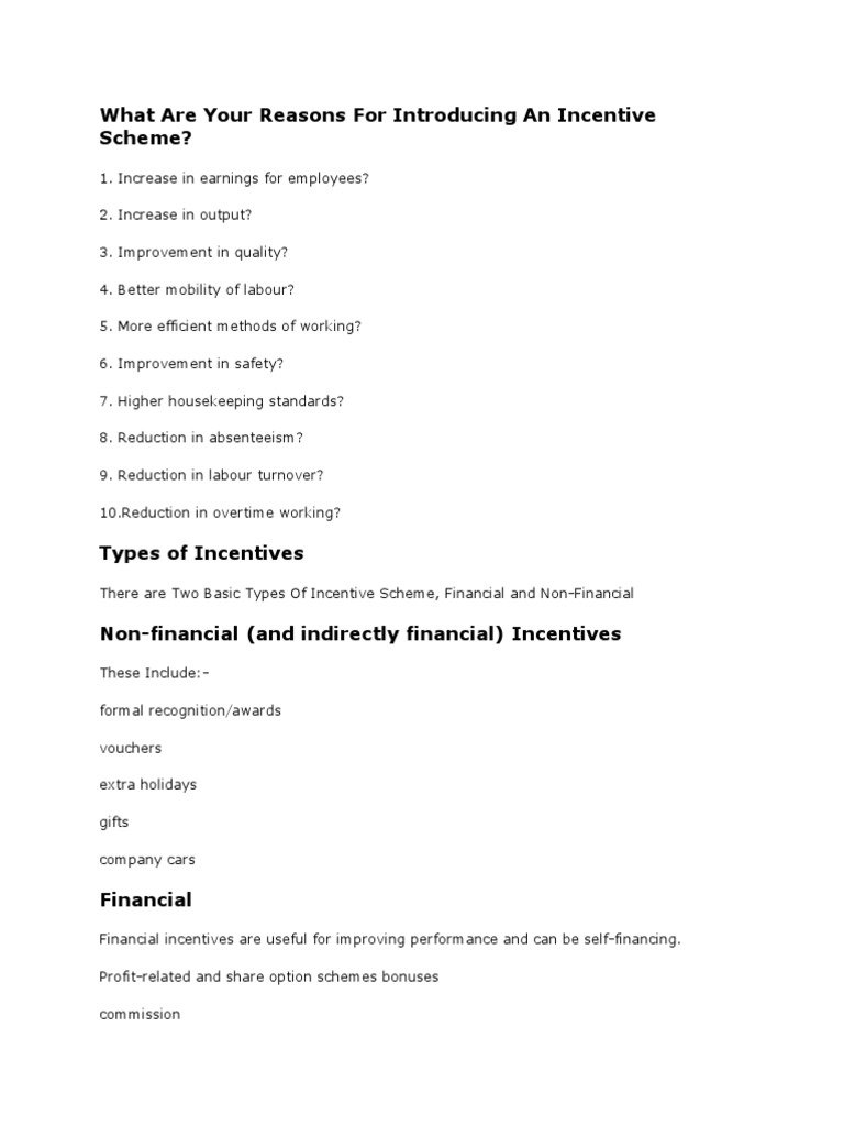 Benefits of Employee Incentive Schemes | PDF