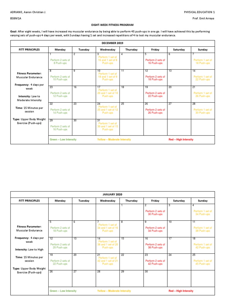 Pe Fitness Plan | PDF | Sports | Determinants Of Health