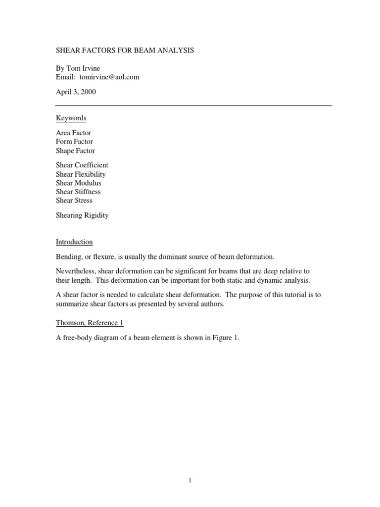 Shear Factors in Beam Analysis | PDF | Bending | Beam (Structure)