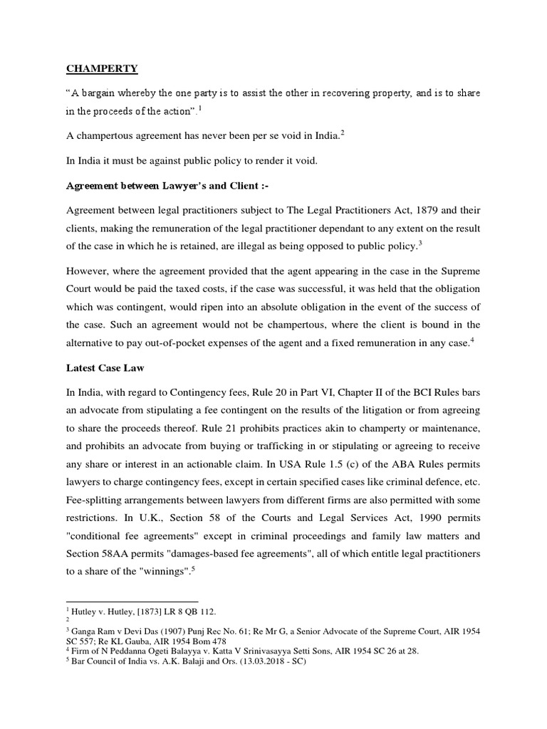 Champerty | Download Free PDF | Lawyer | Advocate