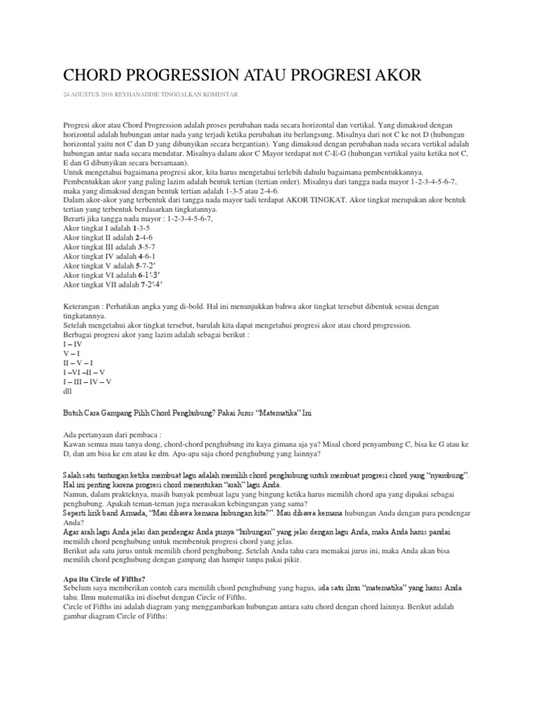 Chord Progression Atau Progresi Akor | PDF | Seni & Disiplin Bahasa ...