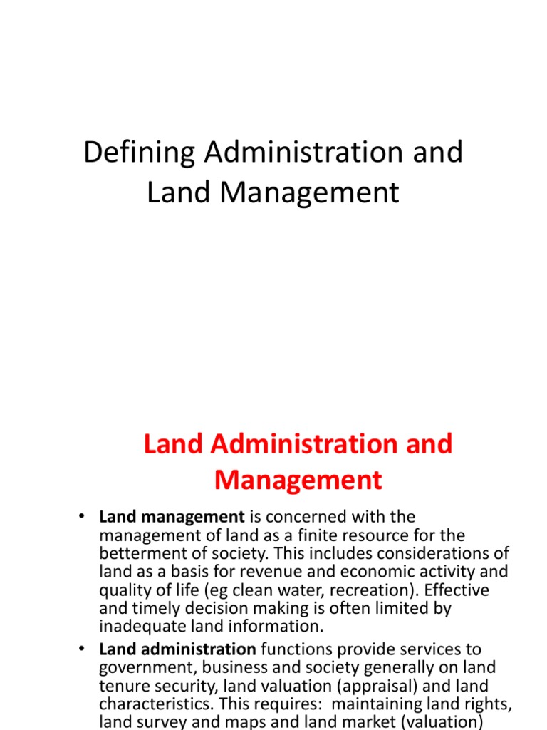 Defining Administration and Land Management | PDF | Real Estate ...