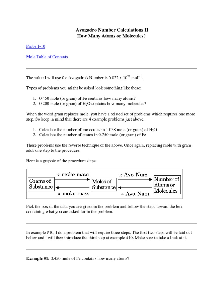 Avogadro Number Calculations II | PDF | Mole (Unit) | Atomic Physics