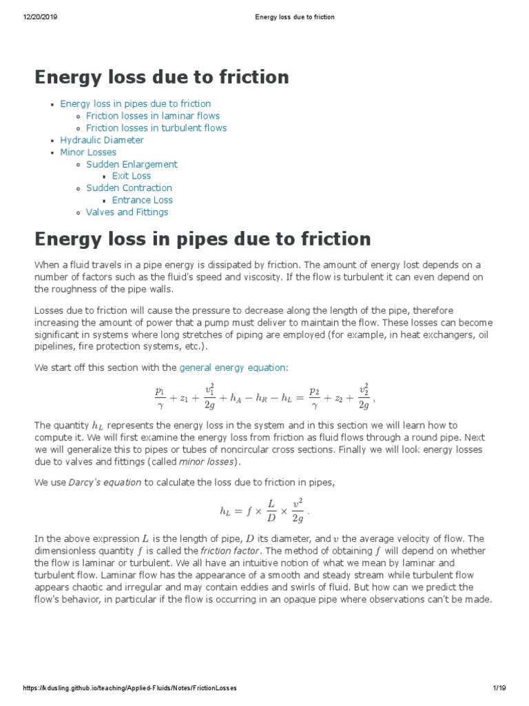Energy Lost To Friction Calculator – PZWK