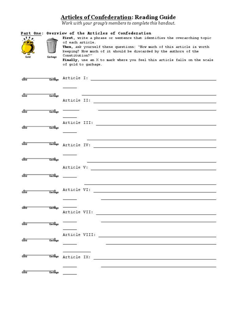 AP US GoPo AoC Articles of Confederation Outline Reading Guide | PDF ...