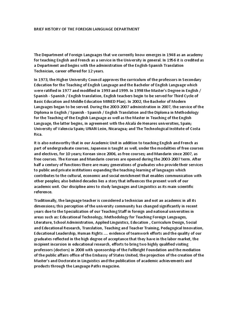 Foreign Language Department | PDF | University | Academic Degree