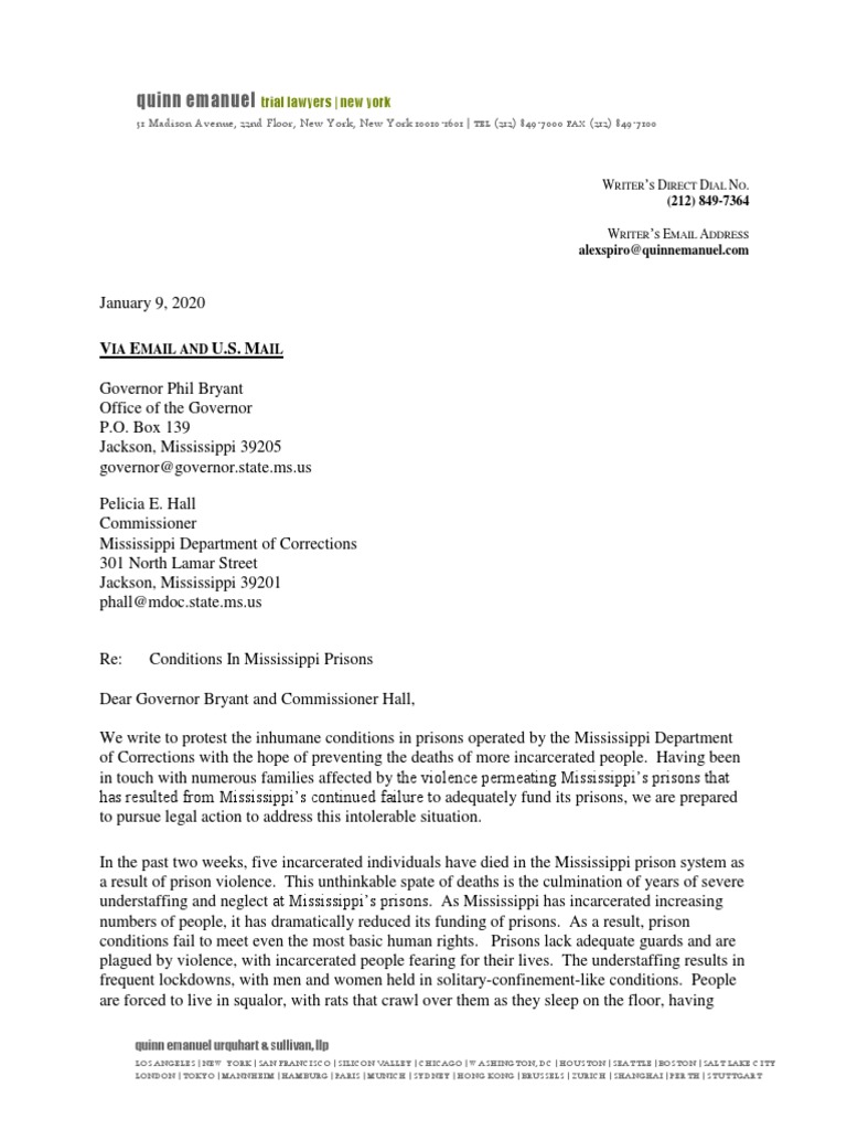 Letter On Conditions in Mississippi Prisons | PDF | Prison | Crime ...