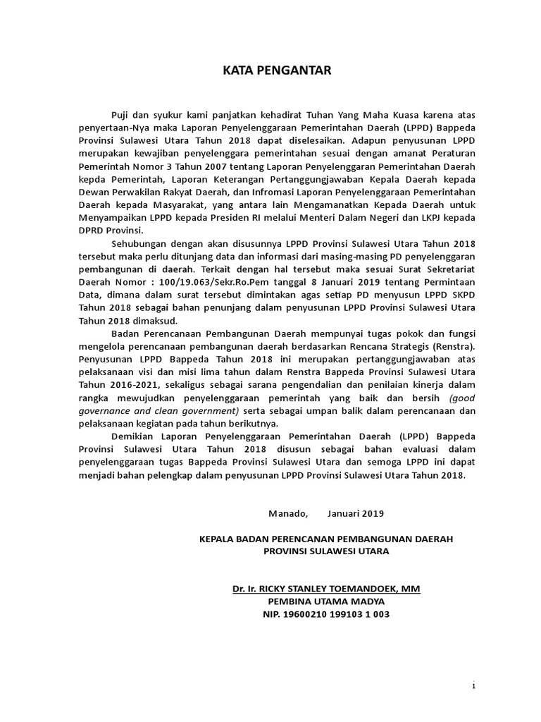 LPPD Bappeda Sulut 2018 | PDF