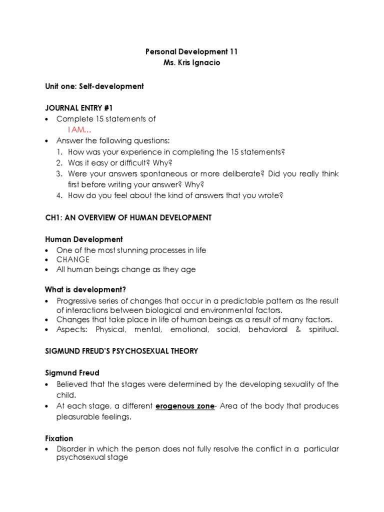 Chapter 1 Personal Development | PDF | Thought | Psychological Theories