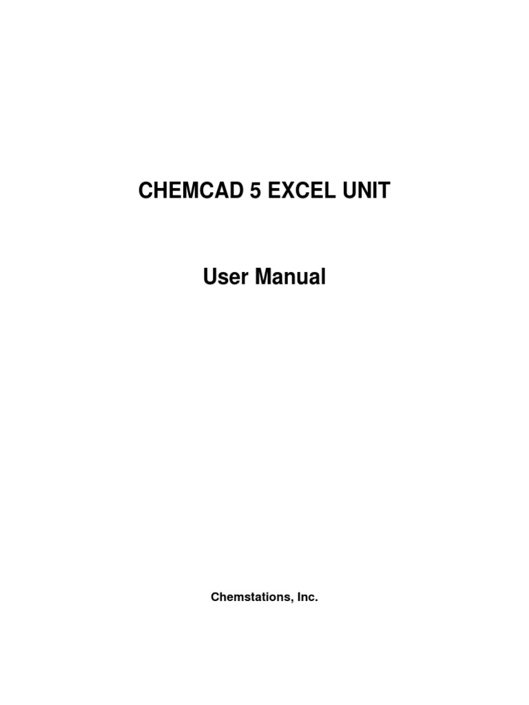 ChemCAD 5 Excel Unit - User Manual PDF | PDF | Visual Basic For Applications | Microsoft Excel