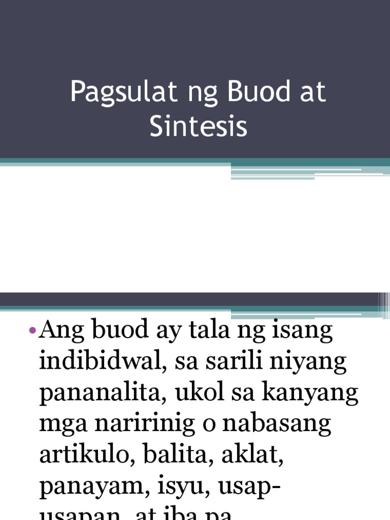 Pagsulat NG Buod | PDF