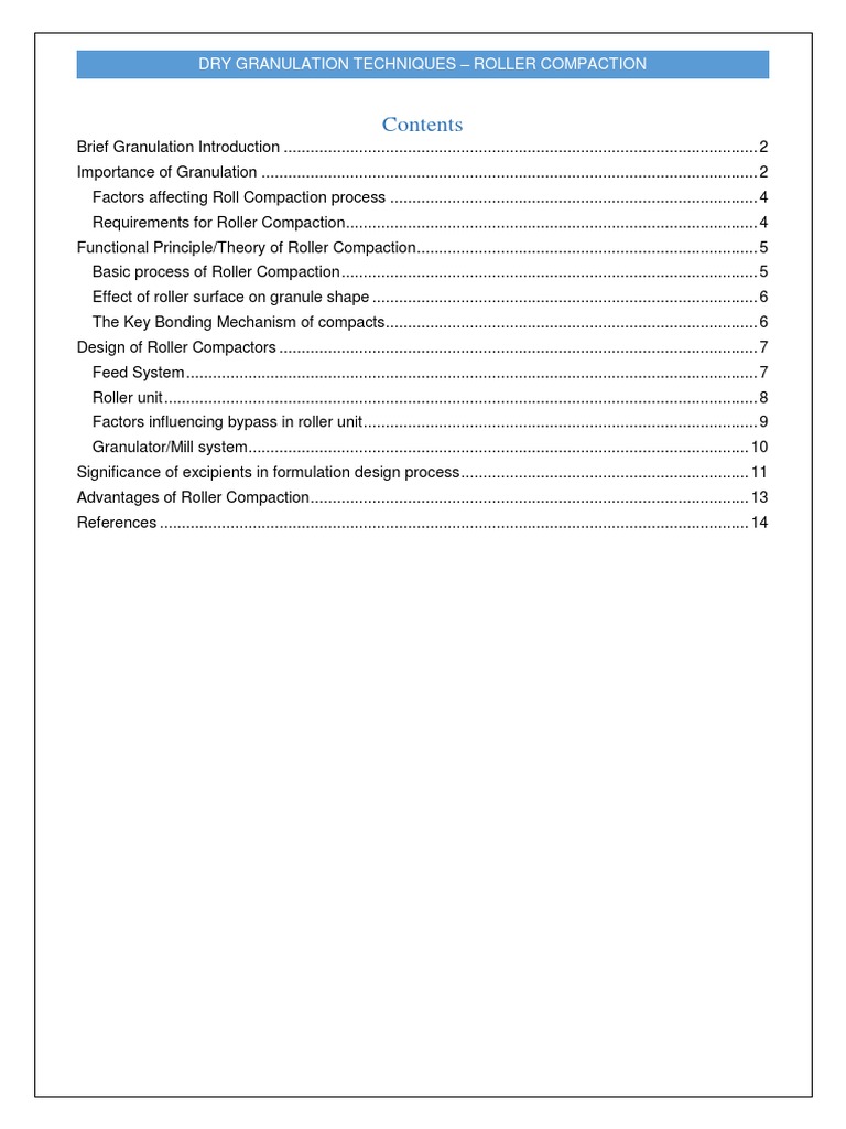 Roller Compaction | PDF | Tablet (Pharmacy) | Physical Sciences