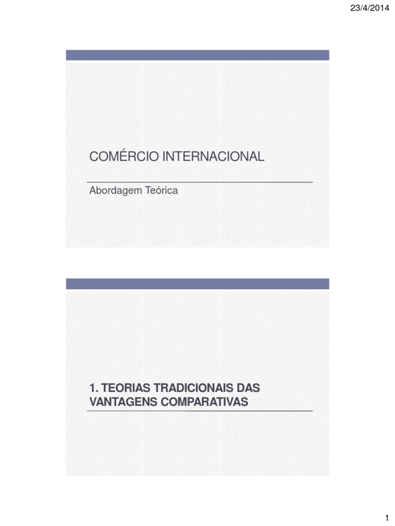 AULA 2 - ABORDAGENS TEÓRICAS DE COMINT | PDF | Comércio internacional ...
