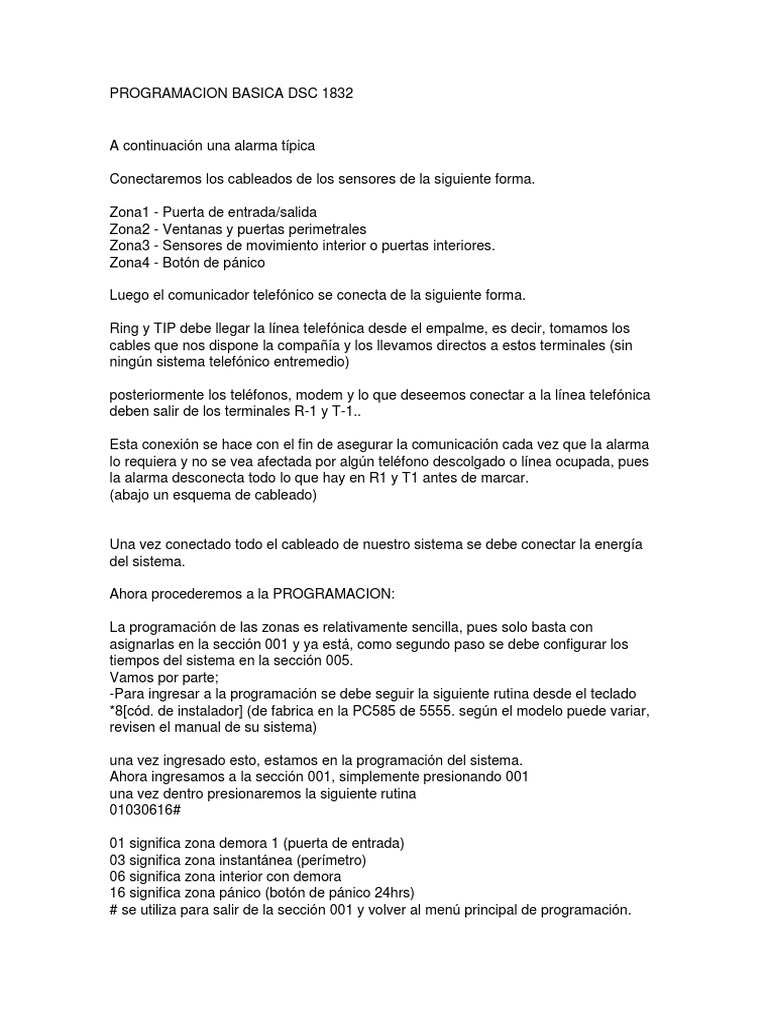 Programacion Basica DSC 1832 | PDF | Equipo | Bienes manufacturados