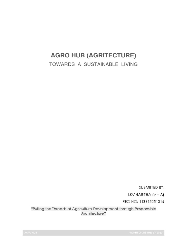 Agro hub Synopsis | Sustainability | Urban Agriculture